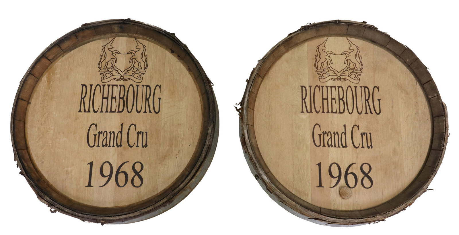 (2) Decorative French Oak Stave Wine Barrel Heads Auction
