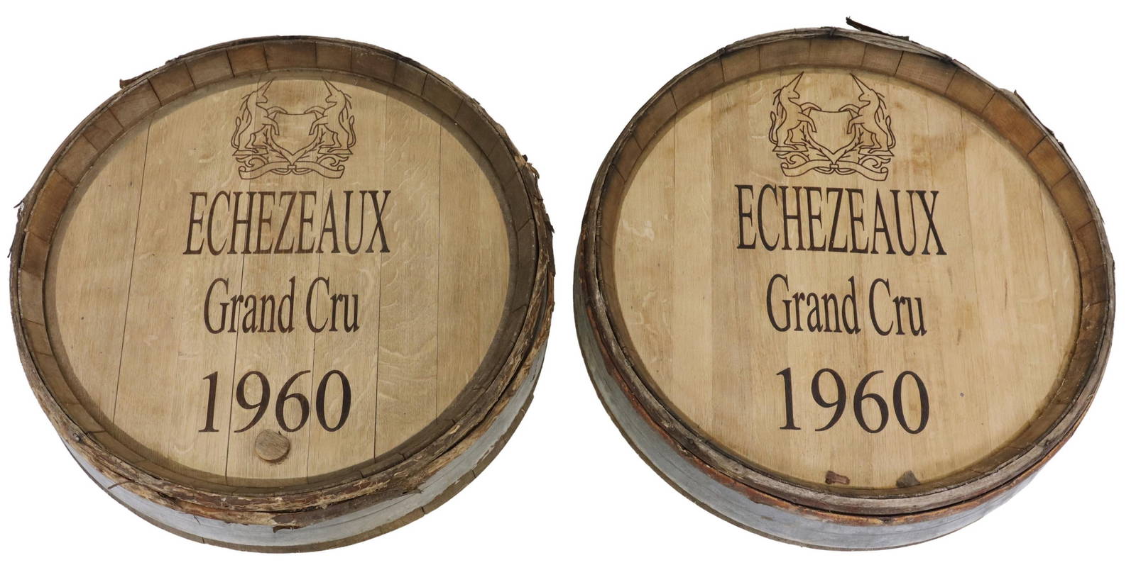 (2) Decorative French Oak Stave Wine Barrel Heads Auction