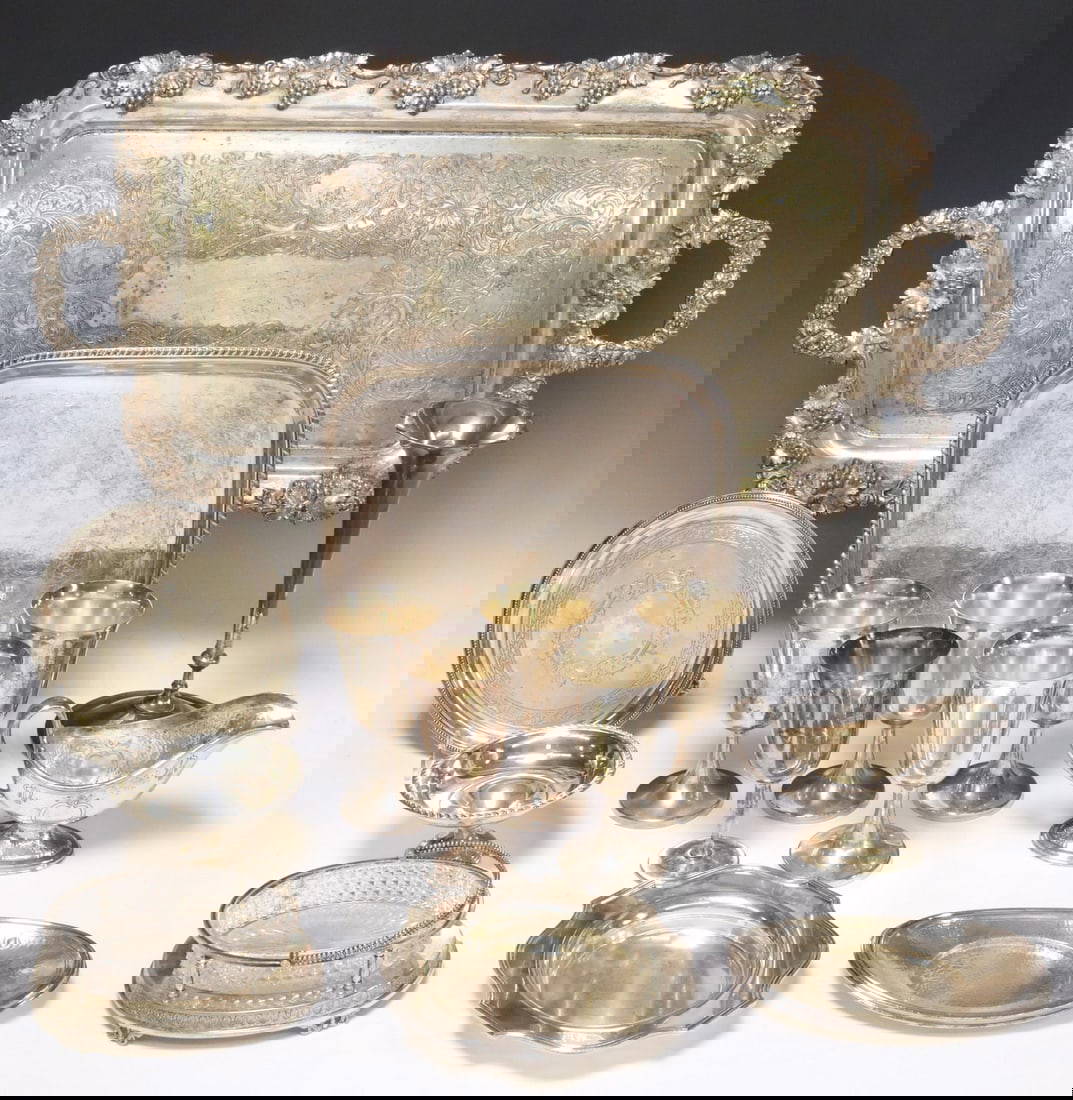 (14) Silverplate Tableware, Preisner, Sheffield Co Auction