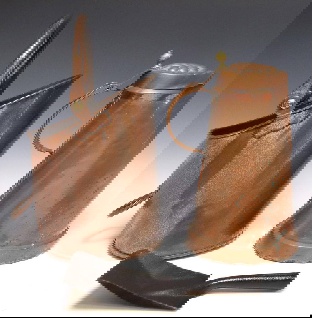 (2) British Copper, Georgian Flagon & Coal Bucket Auction