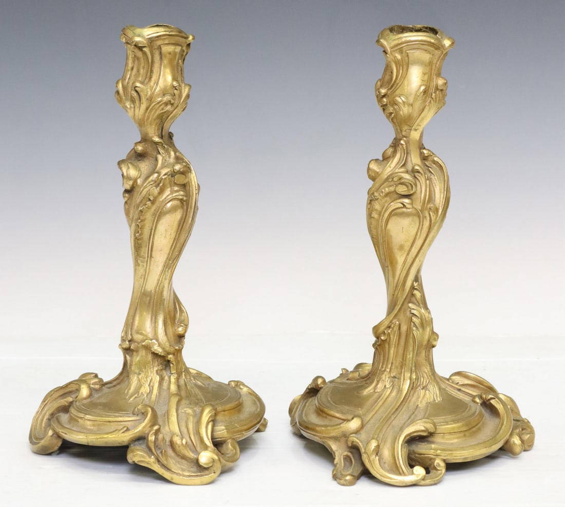 (2) Manner Of Meissonnier Ormolu Candlesticks Auction