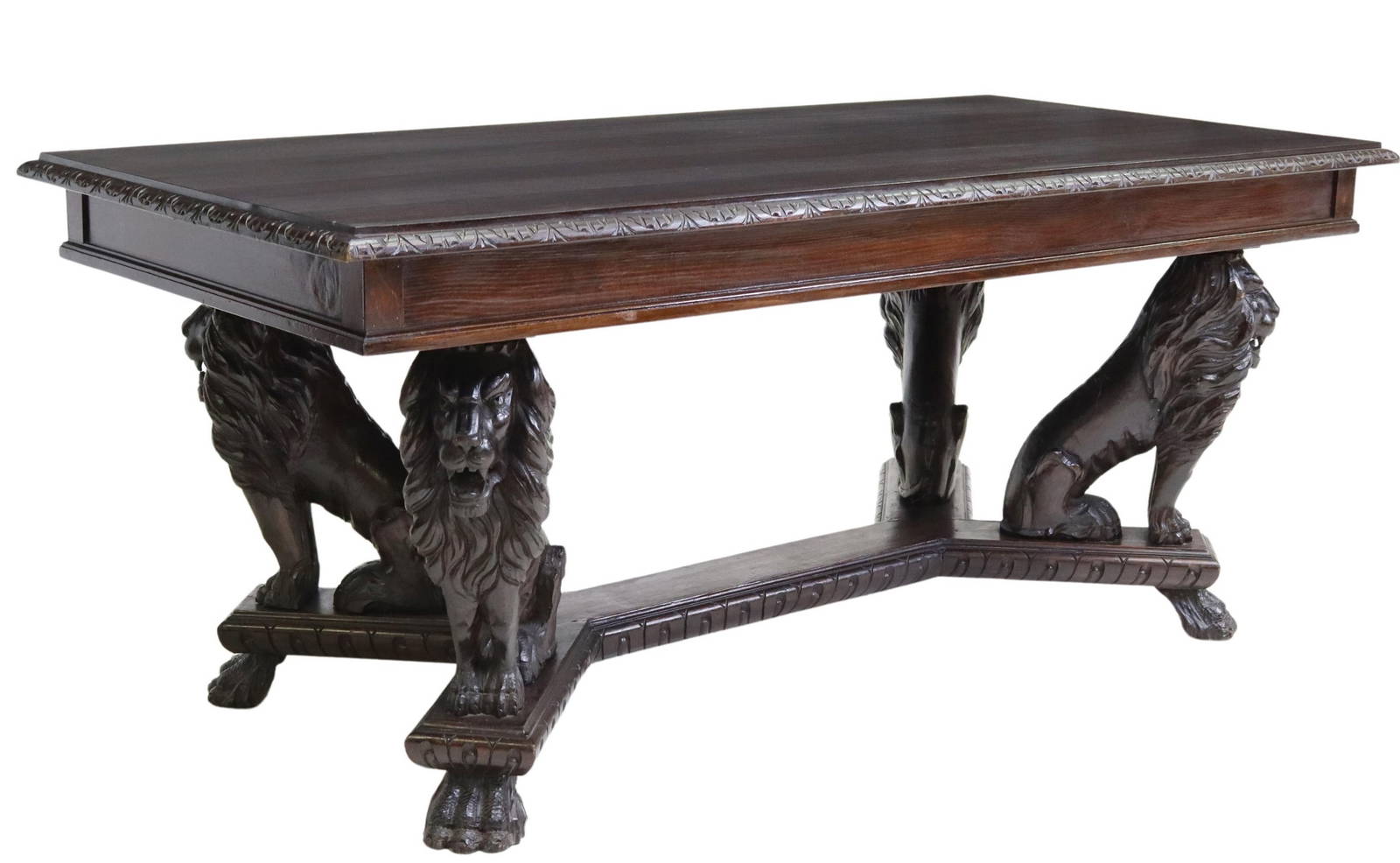 Italian Renaissance Revival Carved Lions Table Auction