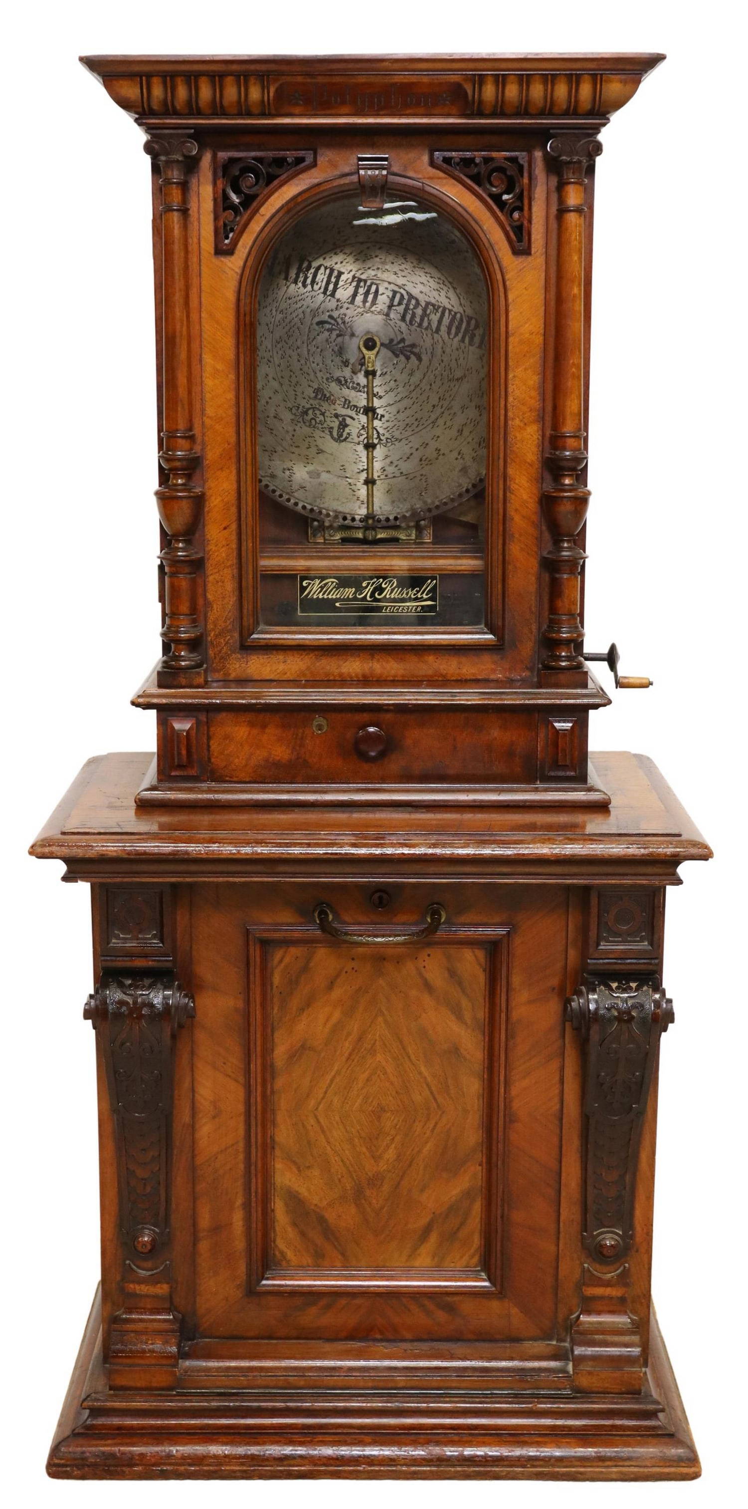 (2) Polyphon Disc Music Box Cabinet & 18 20" Discs Auction