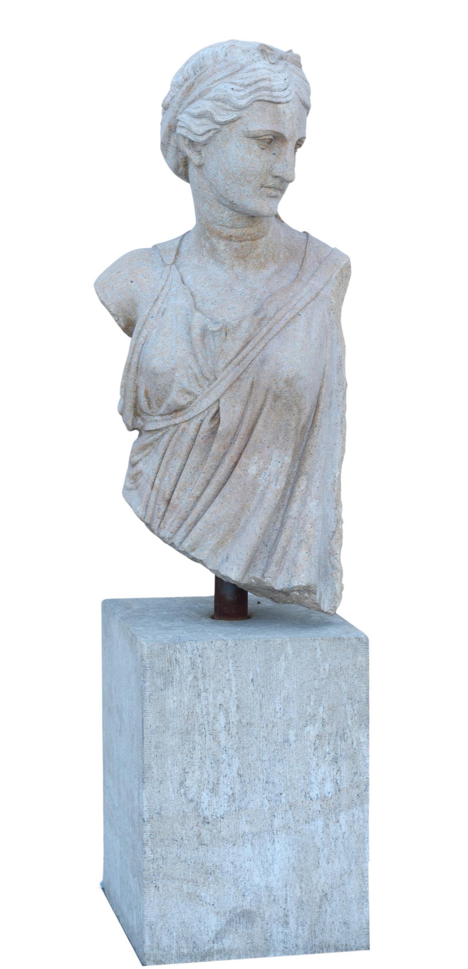 Classical Style Carved Granite Bust On Plinth Auction