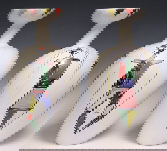 (2) Italian Mid Century Modern Ceramic Vases