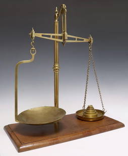 English Shop Counter Brass Balance Beam Scales Auction