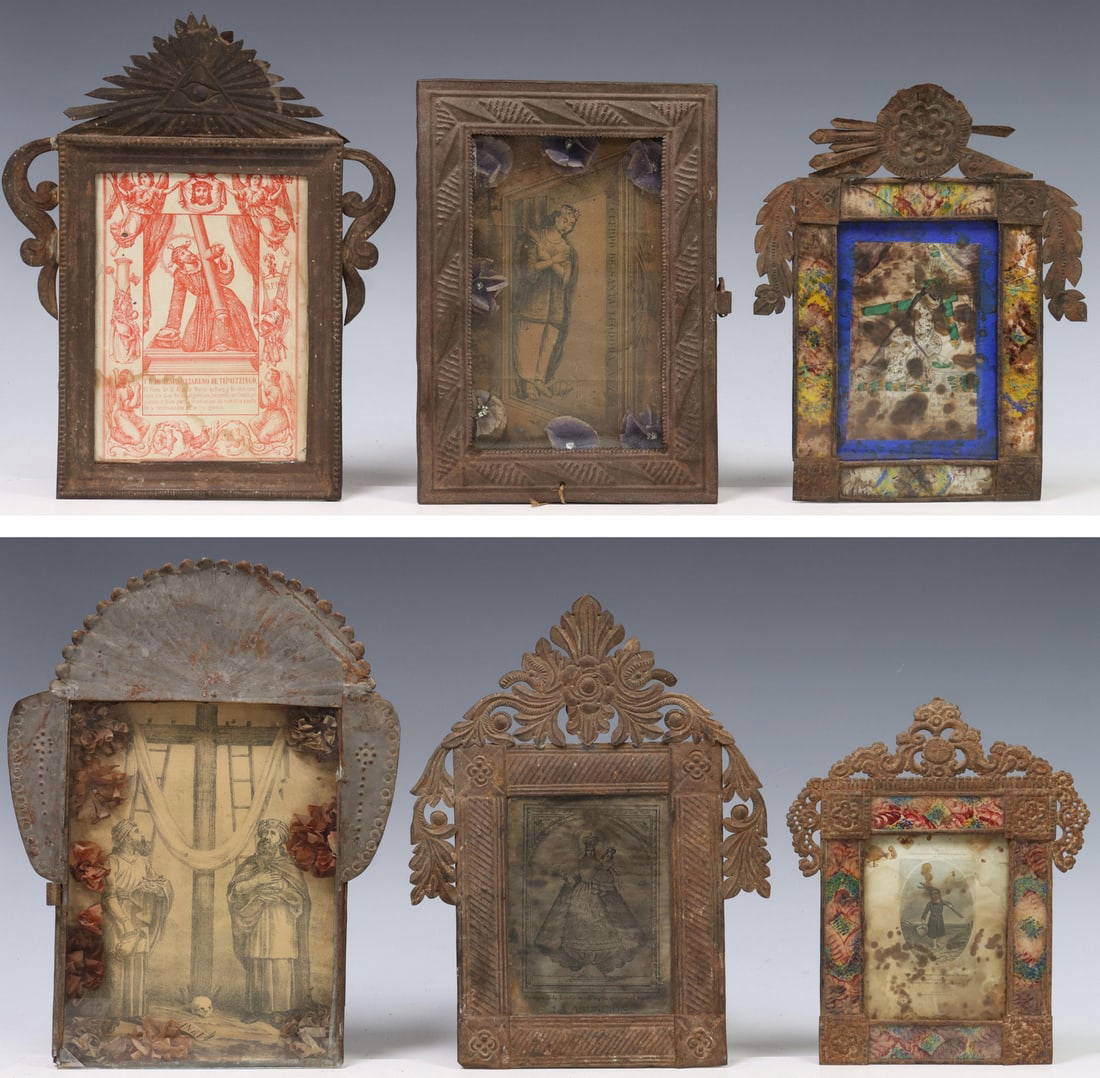 (6) Framed Religious Retablo Prints, Mexico Auction