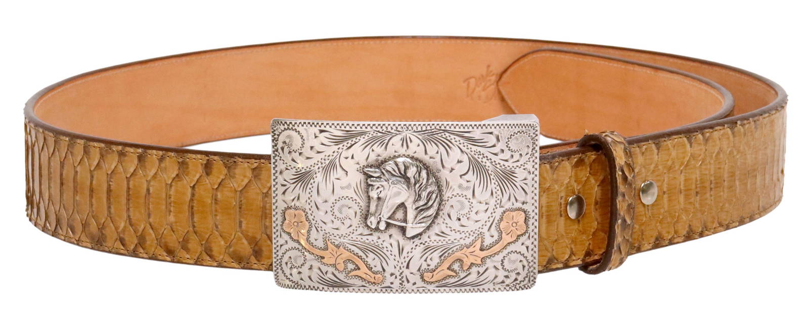 Western Gent's Sterling & Python Rodeo Buckle Set Auction Western Gent's Sterling & Python Rodeo Buckle Set Auction