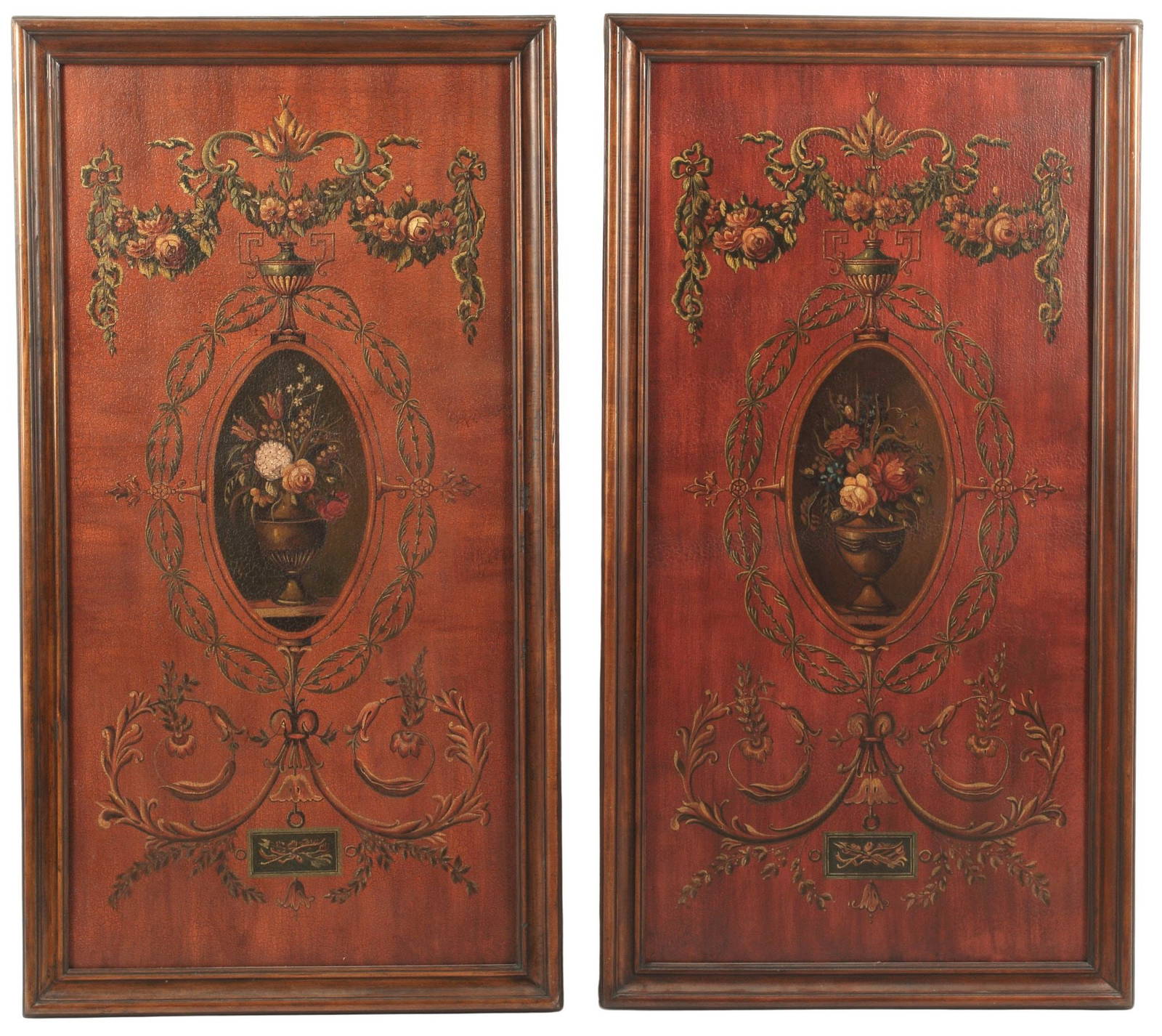 (2) Theodore Alexander Floral & Foliate Decorated Wall Panels, 53" X 29 ...