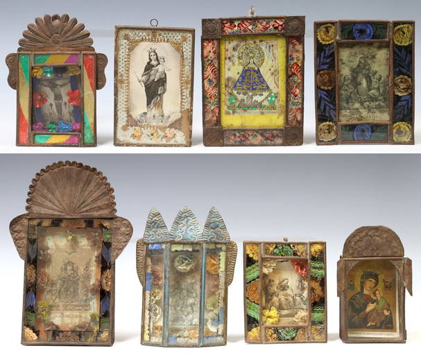 (8) Religious Tin Retablos & Nichos, Mexico