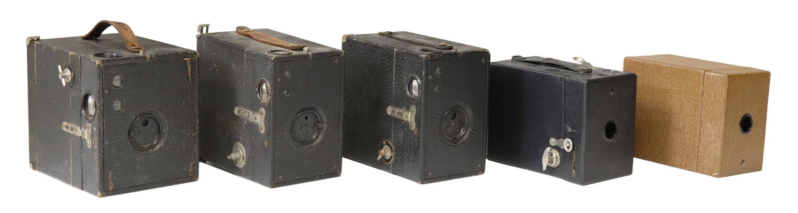 (5) Early Box Cameras, Conley Kewpie, Hawk Eye