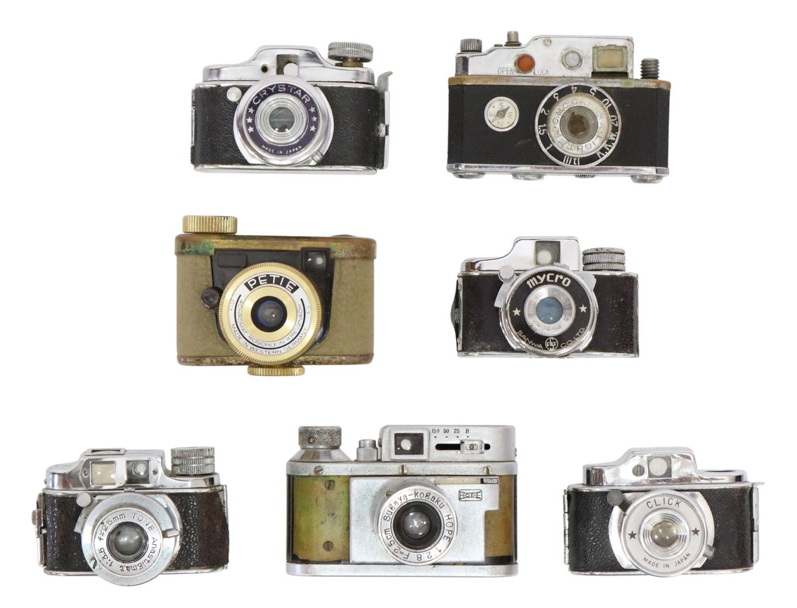 (7) Subminiature Cameras, Mycro Rubix Petie, Tone Auction