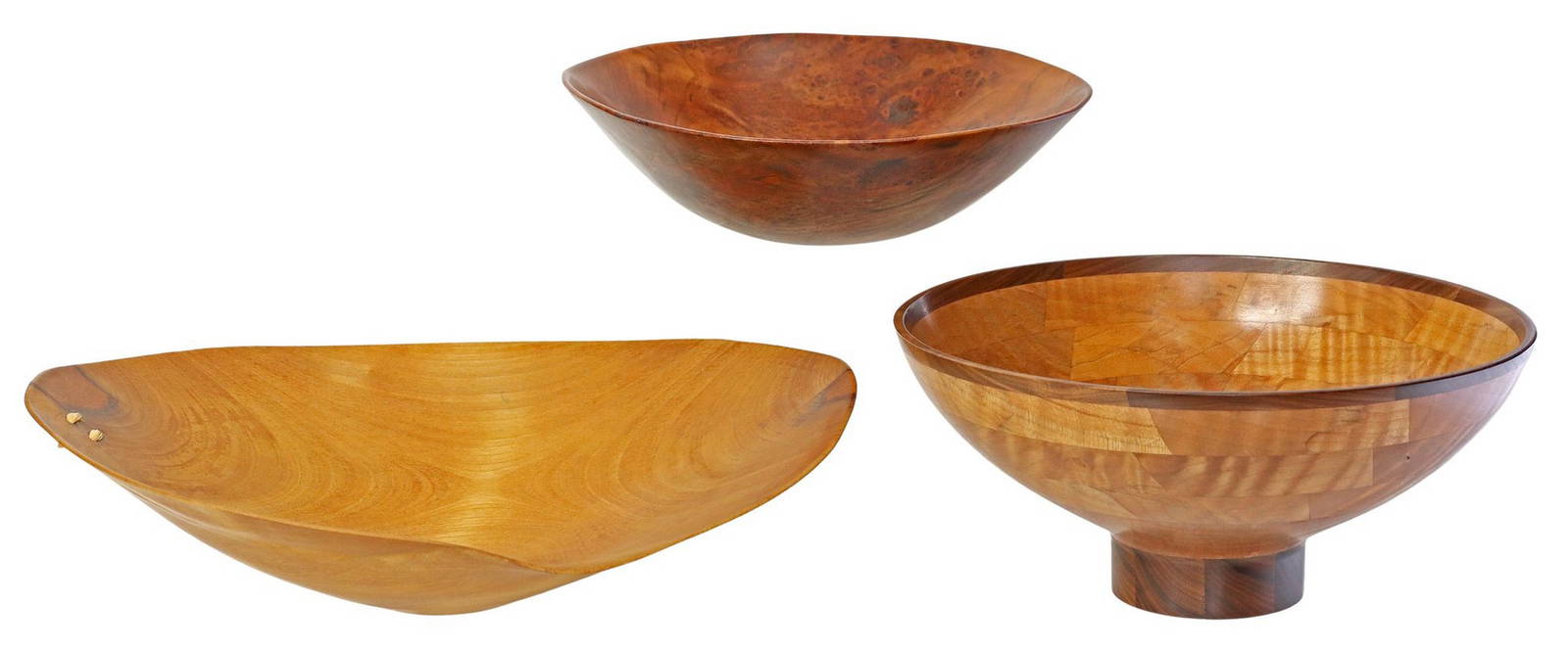 (3) Helga Winter, David Lory & M. Riordan Turned Wood Bowls Auction