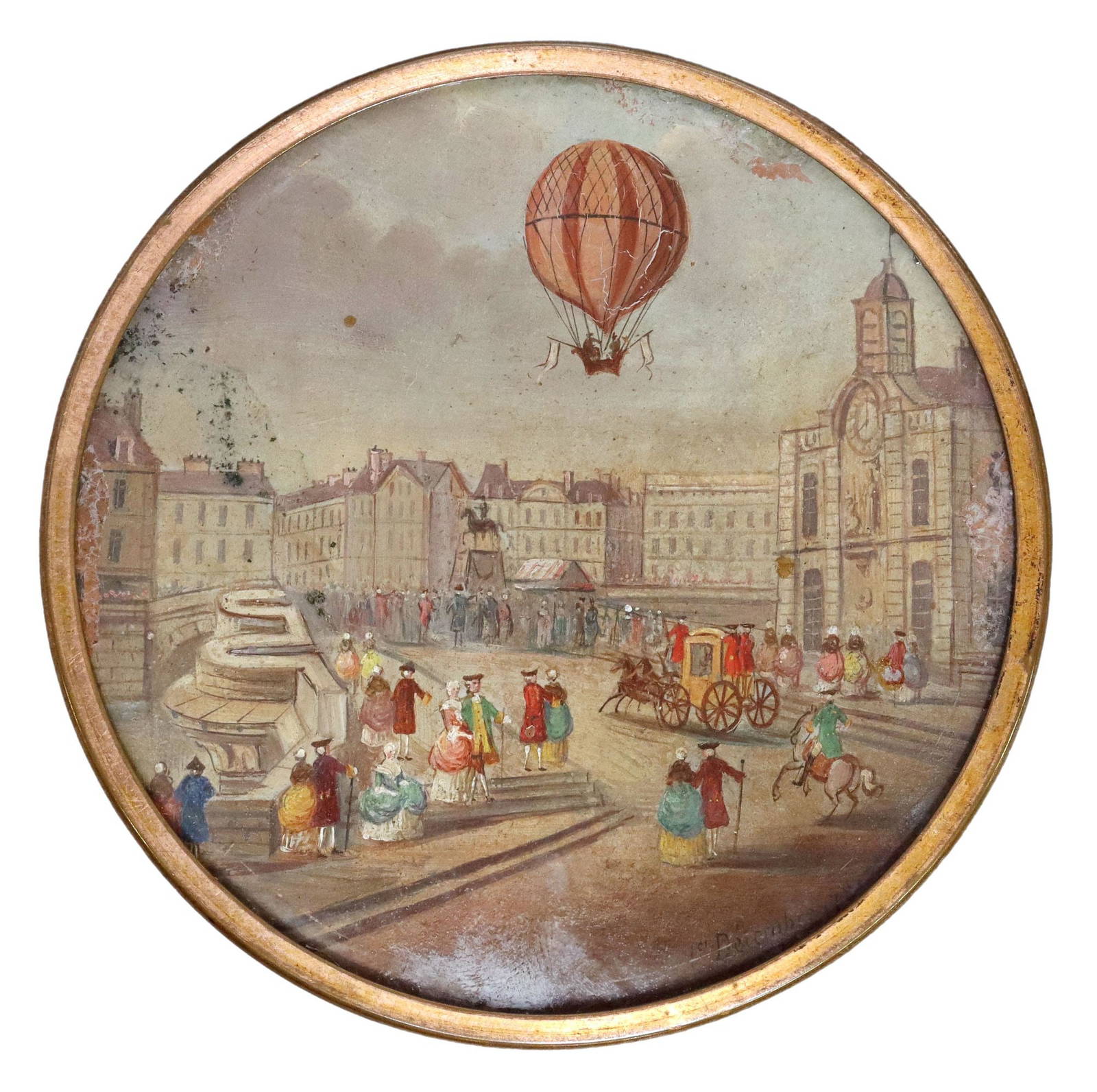 French Amber Snuffbox With Painted Miniature Of First Gas Balloon ...