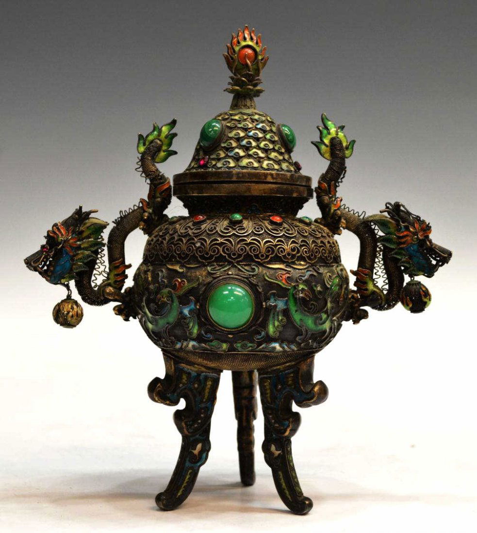 CHINESE SILVER & ENAMEL FILIGREE CENSER - Mar 30, 2021 | Echoes ...