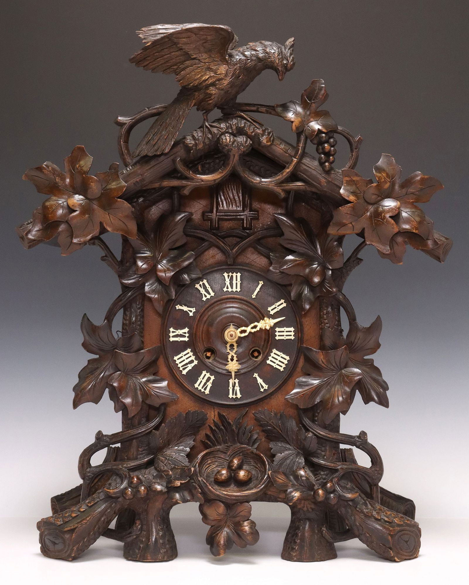 Gordian Hettich & Sohn Black Forest Carved Cuckoo Shelf Clock Auction