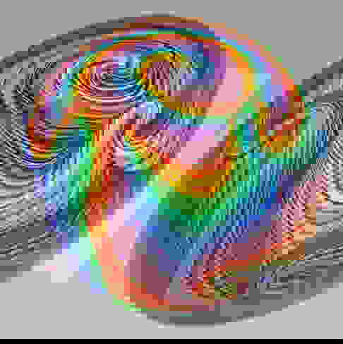 James Nowak (b.1956) Studio Art Glass Rainbow Spiral Paperweight Auction