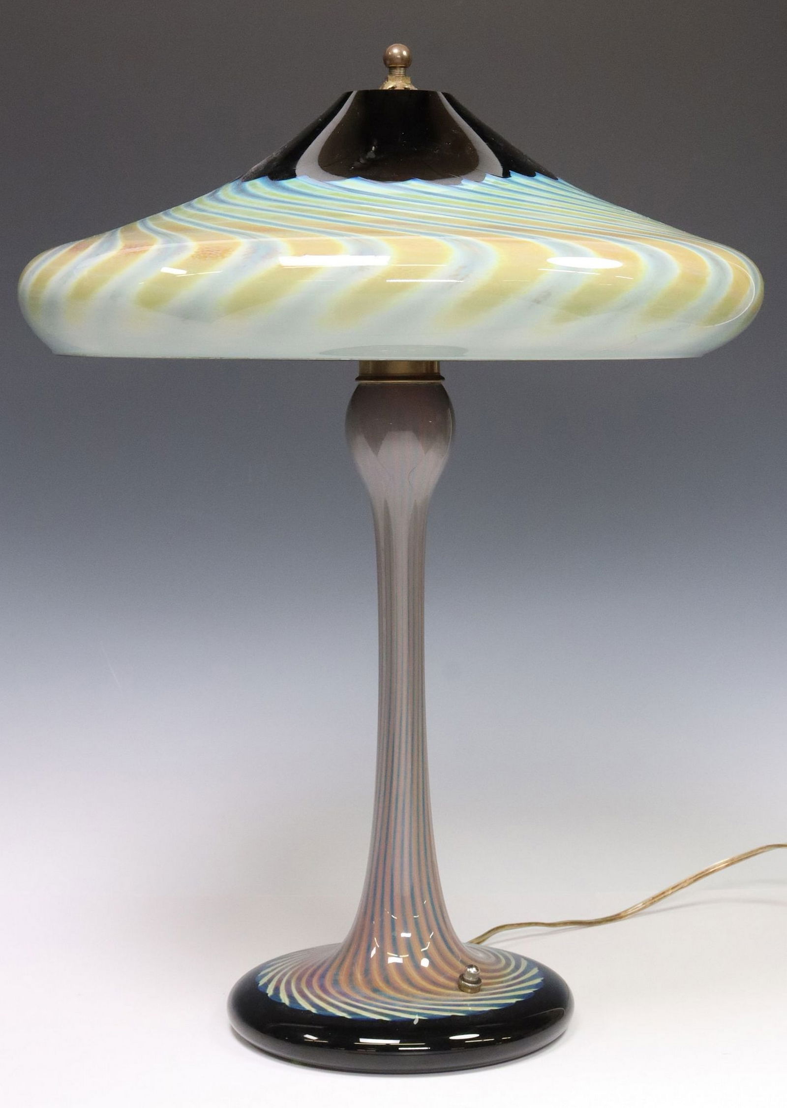 Joe Clearman (b.1946) For Swallowtail Studios Art Glass 3-lt Table Lamp ...