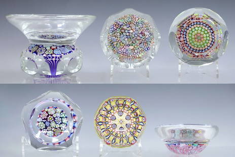 (6) Peter Mcdougall (b.1952) Latticinio & Millefiori Art Glass ...
