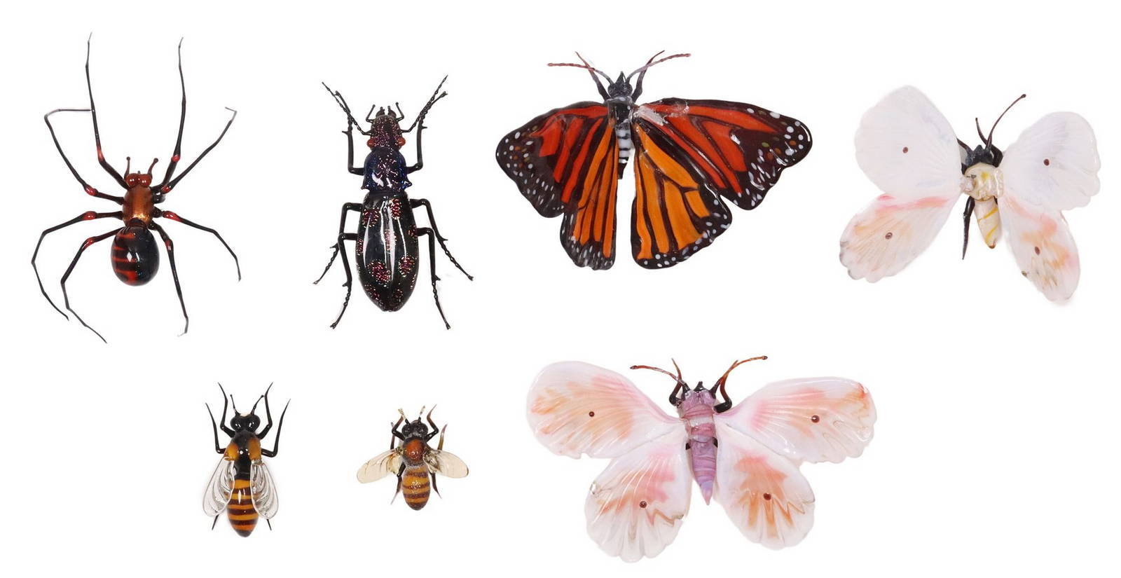 (7) Vittorio Costantini (b.1944) Venetian Lampwork Insect Figures Auction