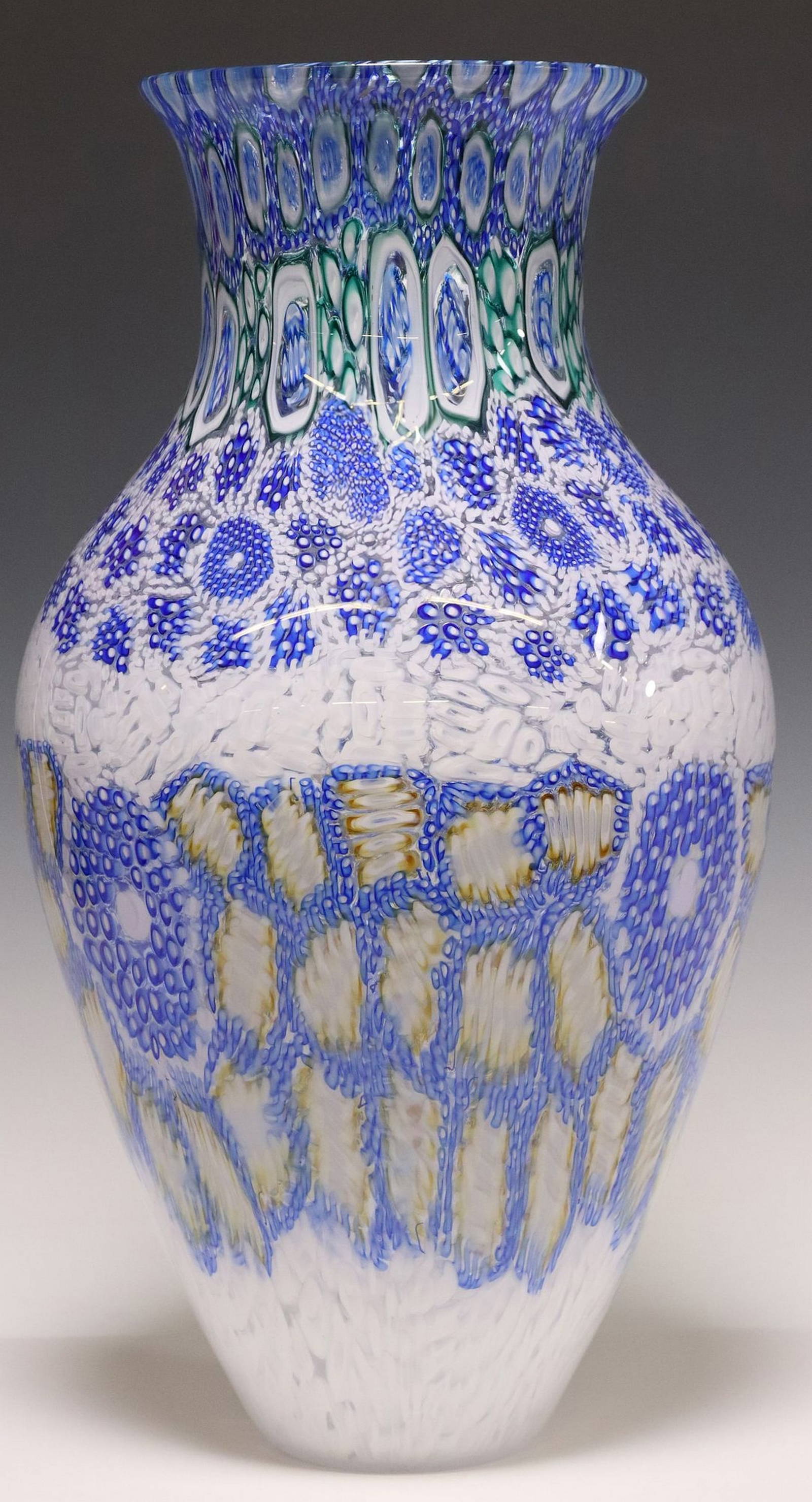 Michael Egan (20th C.) Contemporary Studio Art Glass Murrine Vase, 16"h Auction
