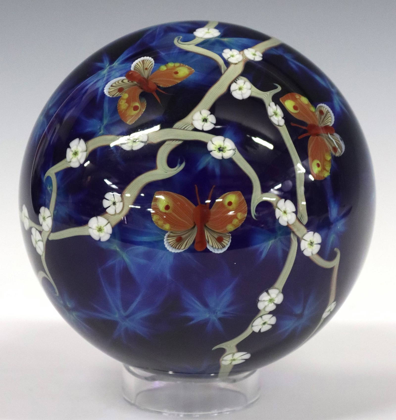 Joseph Morel For Zellique Large Art Glass Butterfly Paperweight Auction