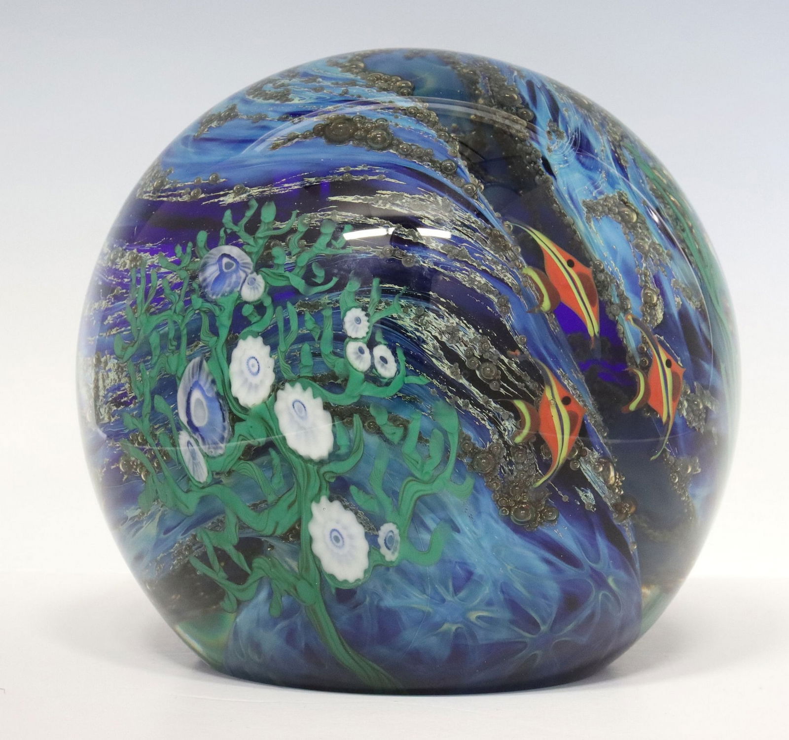 Joseph Morel For Zellique Studios Art Glass Aquarium Paperweight Auction