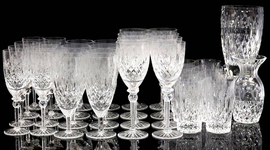 (34) Rogaska 'queen' Pattern Crystal Stemware Service