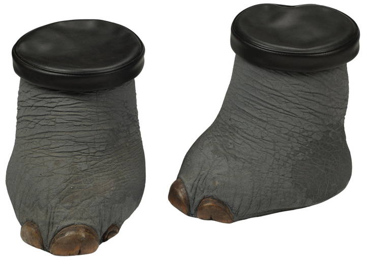 (2) Faux Taxidermy Elephant Foot Stools