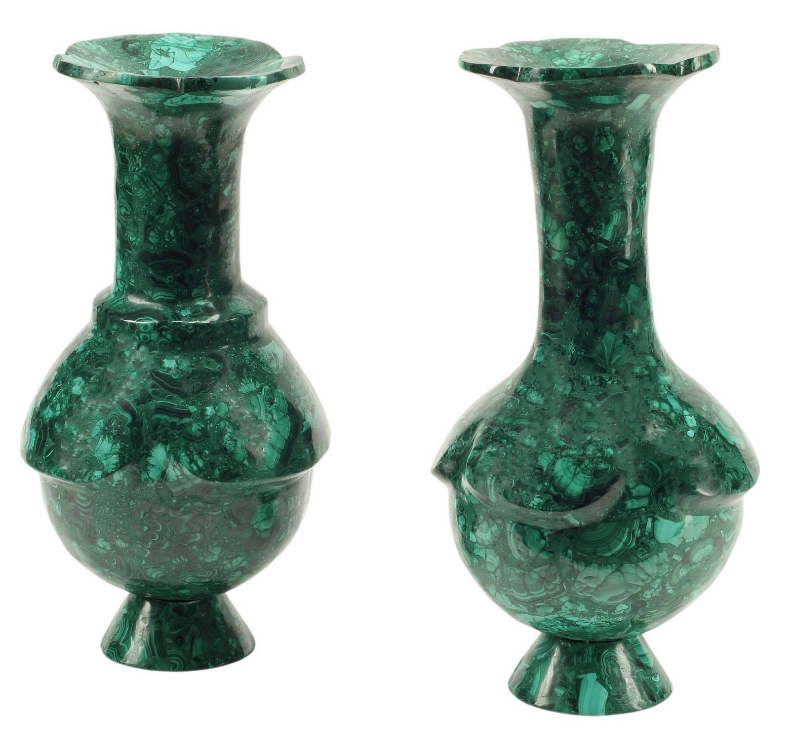 (2) Malachite Long-neck Vases Auction