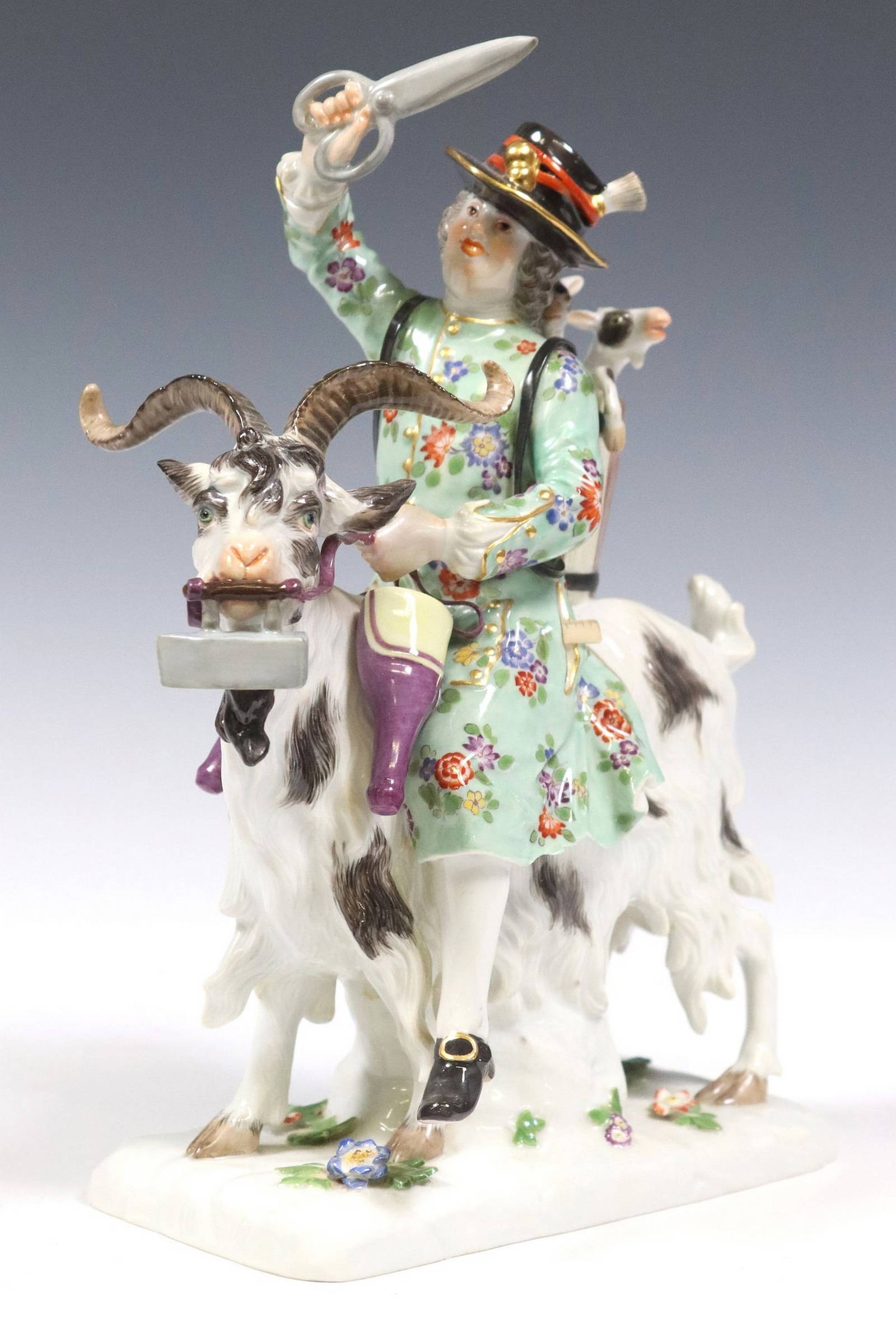 Meissen Porcelain Satirical Figure Of A Tailor Riding A Goat, Model 171 ...