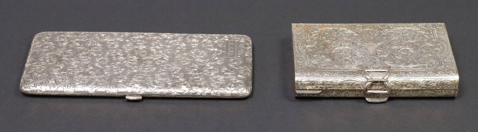 (2) .800 Silver Makeup Compact & .950 Silver Scrolled Foliate Case Auction