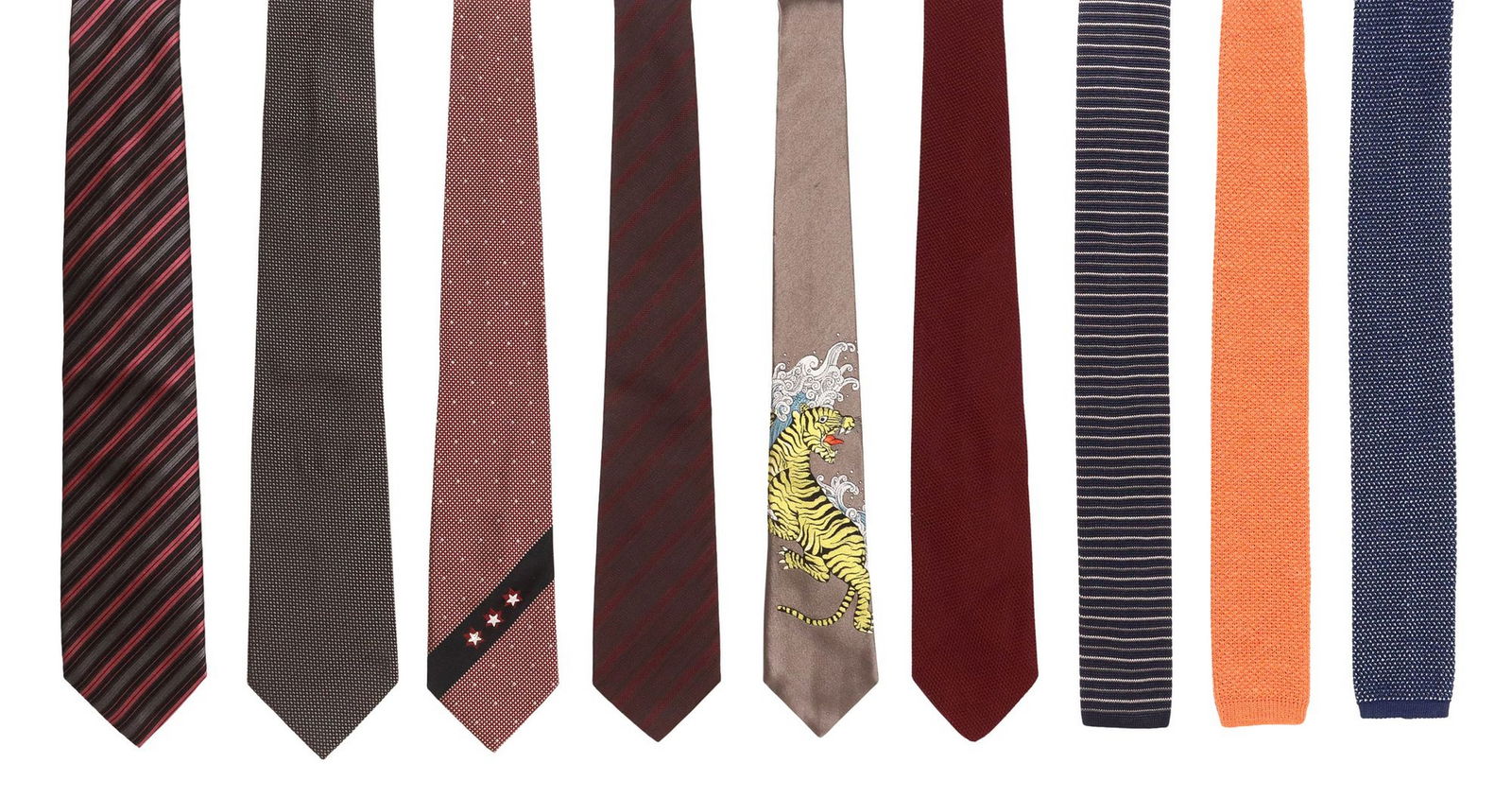 (9) Men's Designer Neckties, Varied Patterns Auction