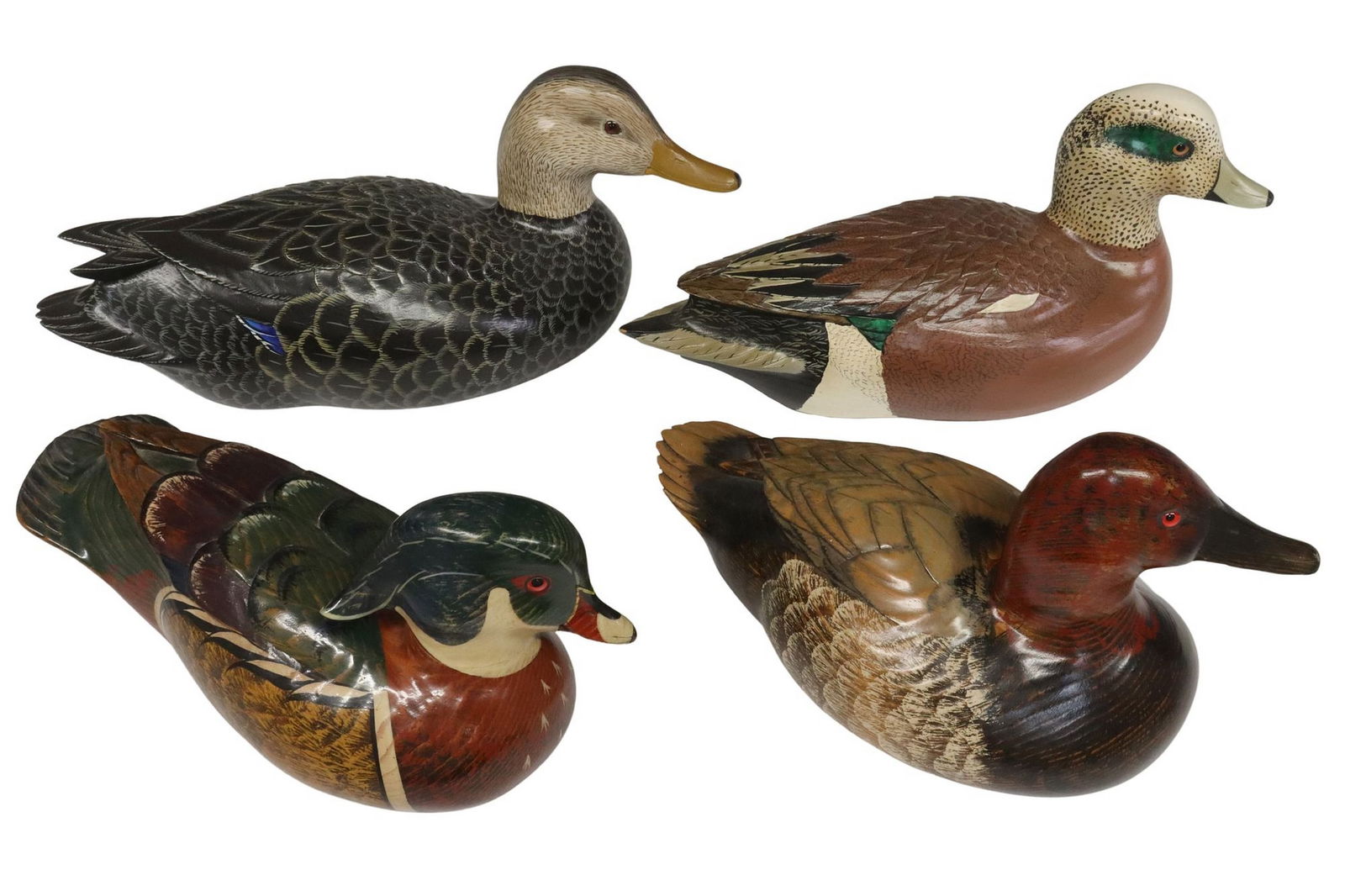(4) Larry Deedon & Leah Jewel Riverbend Carvers Painted Duck Decoys Auction