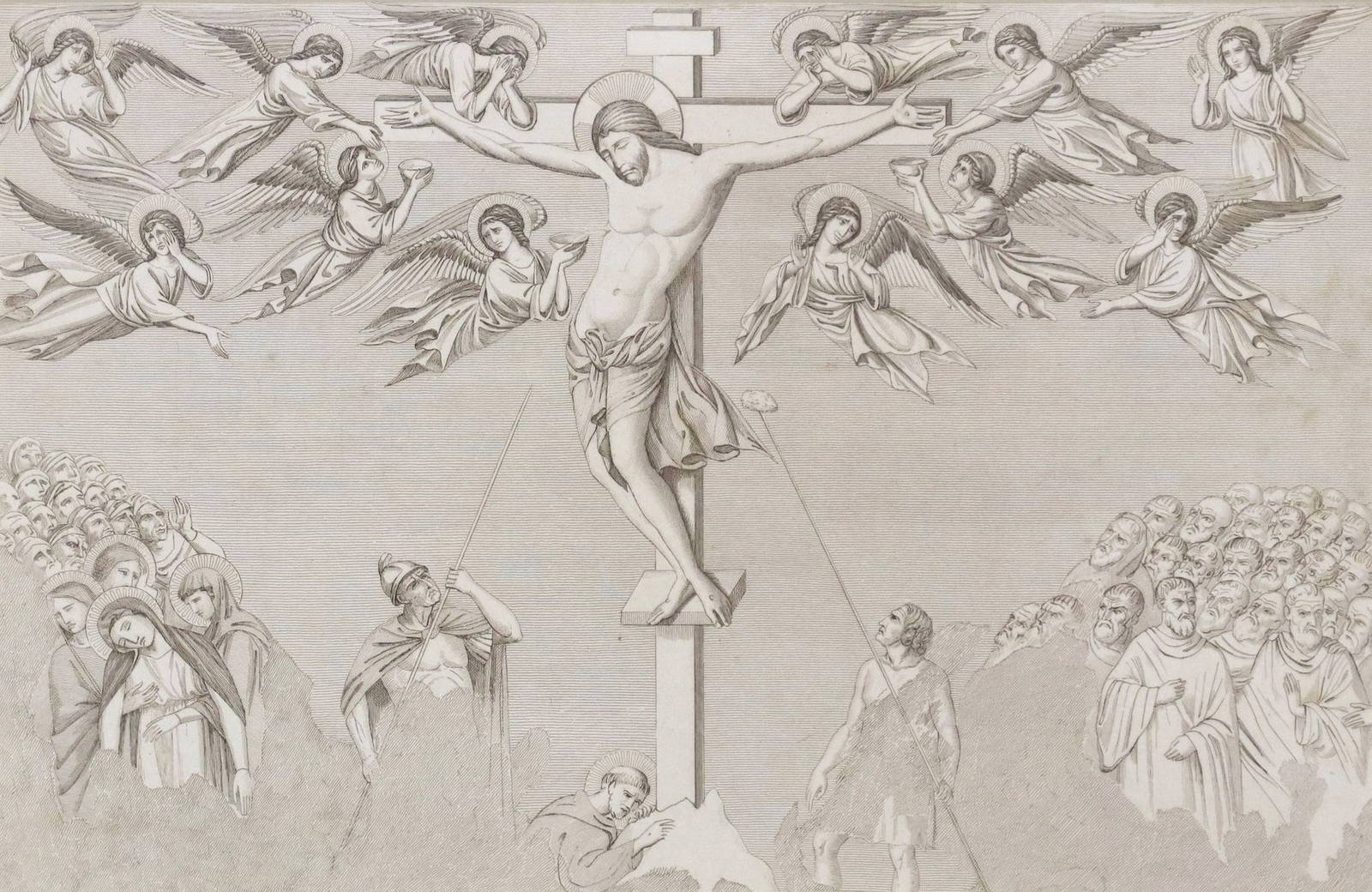 Framed Engraving The Crucifixion After Cimabue Auction