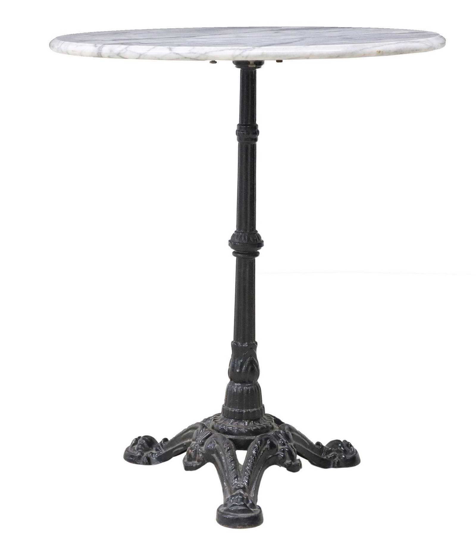 French Marble-top Cast Iron Pedestal Bistro Table Auction