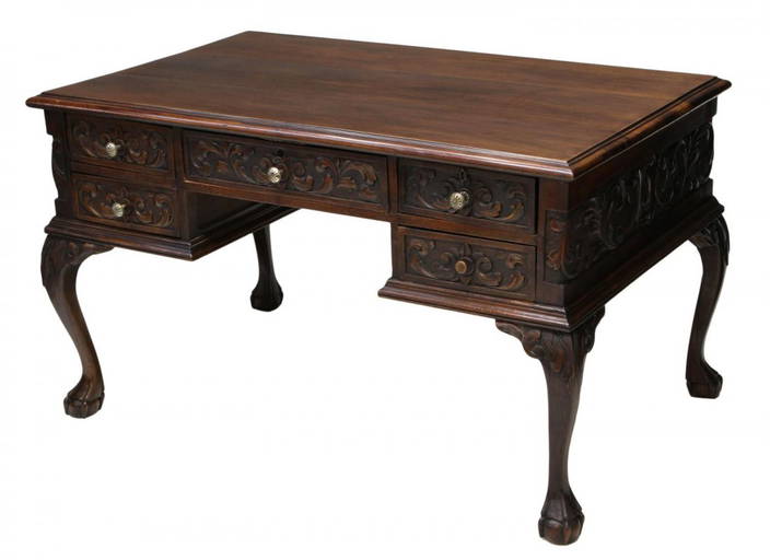 Antique Spain Carved Ball & Talon Writing Desk