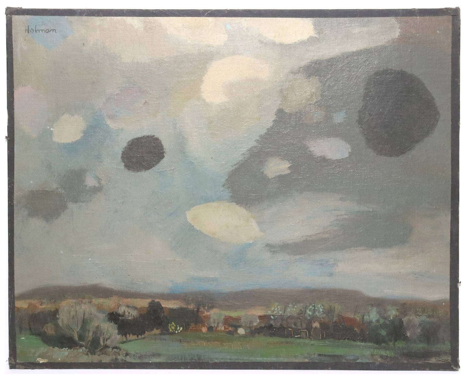 Charles F. Holman (1919-2008) Modernist Landscape Painting 1955 Auction