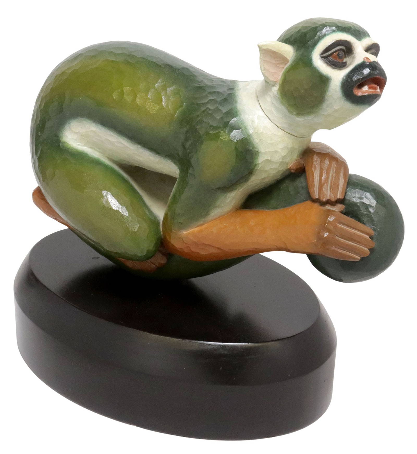 David Everett (tx, B.1950) Polychrome Wood Sculpture Monkey Auction