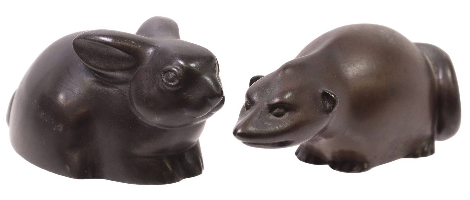 (2) David Everett (b.1950) Bronze Animal Paperweights Auction