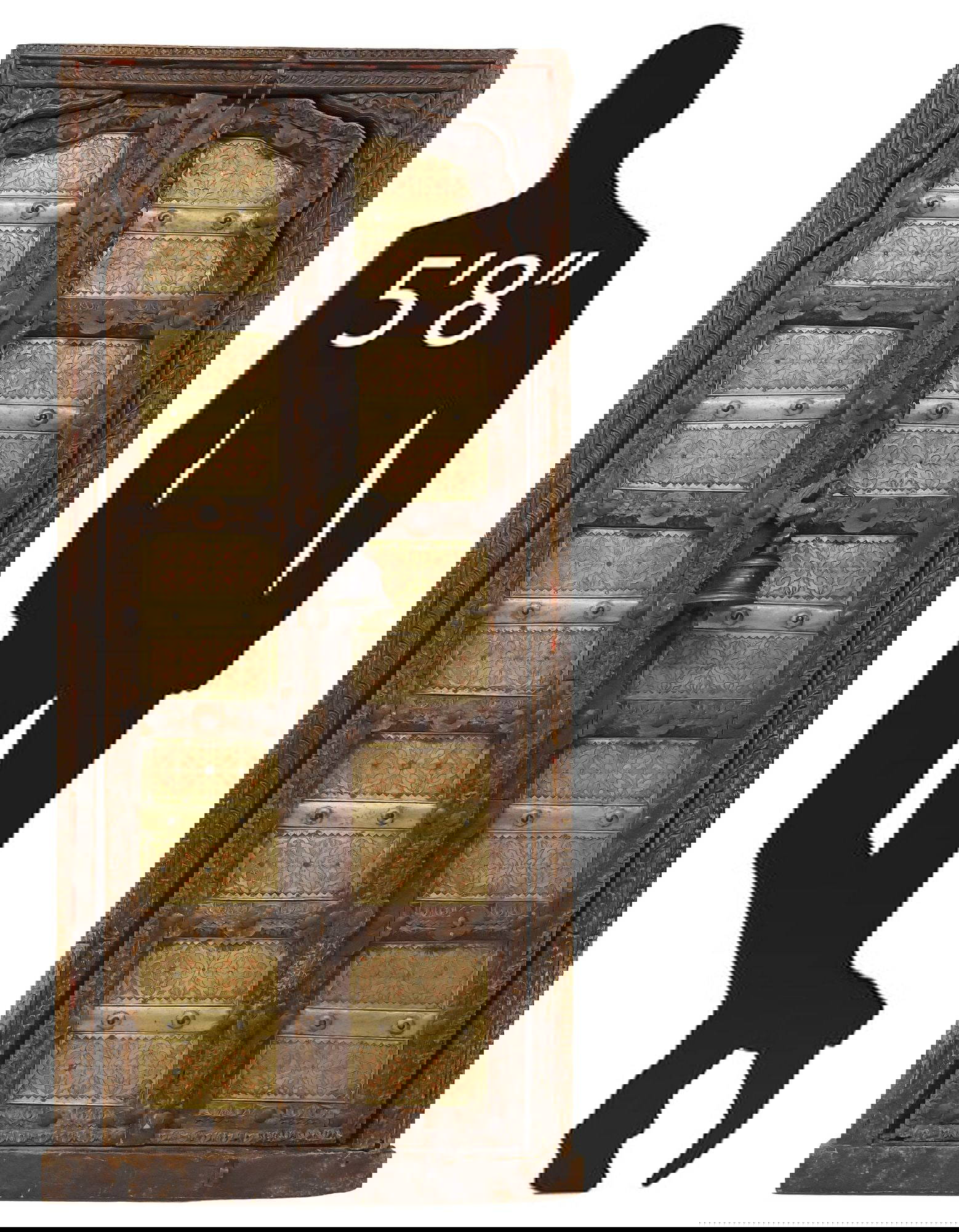 Antique Mughal Style Brass & Copper Clad Architectural Teak Window ...