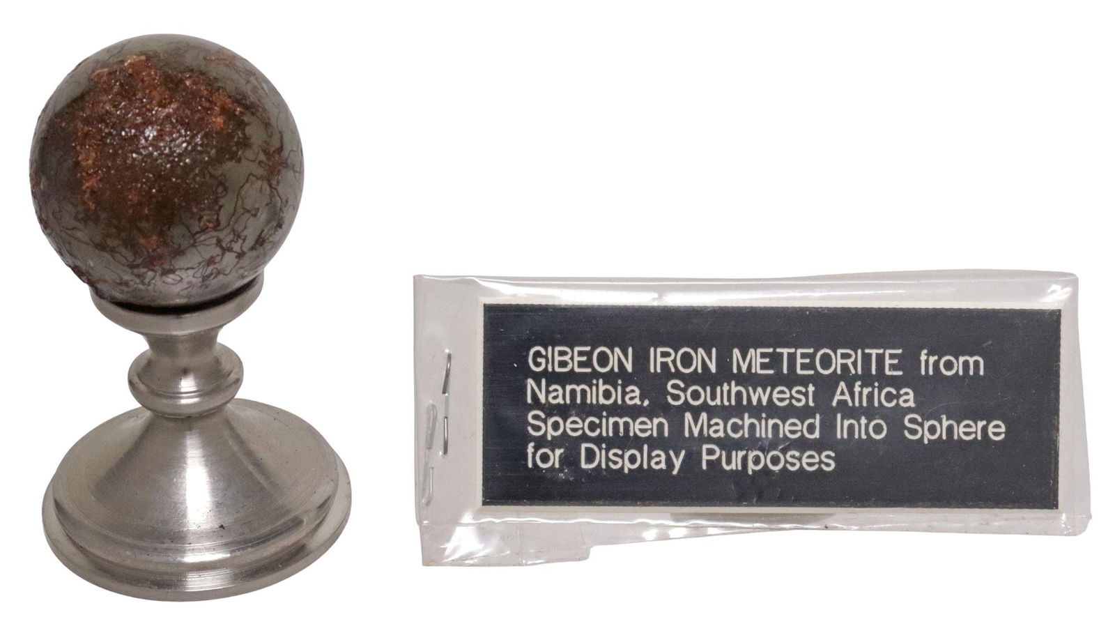 Gibeon Iron Meteorite, Milled Sphere, John A. Lednicky Estate Auction