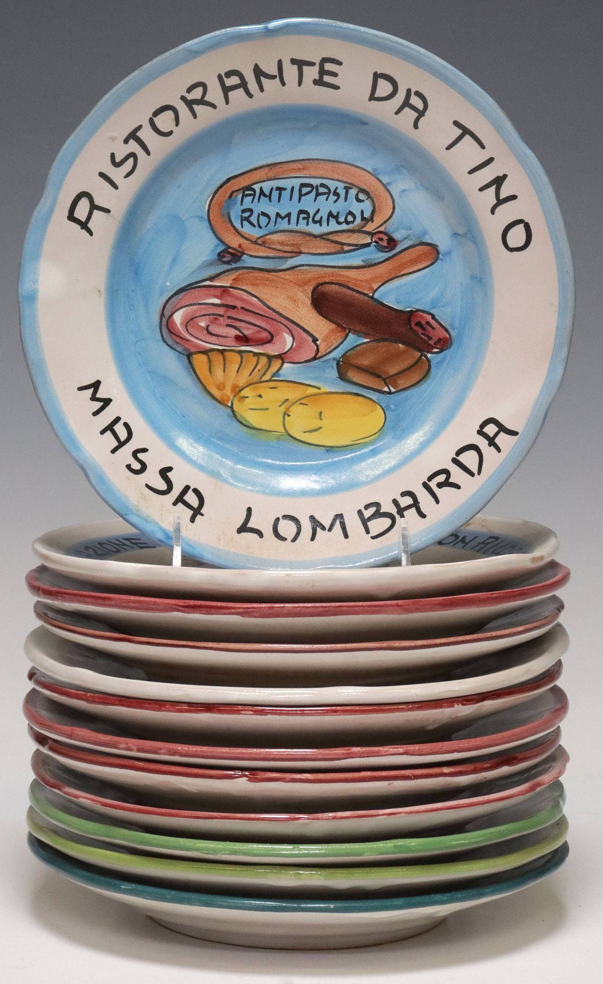 (12) Ristorante Del Buon Ricordo Hand-painted Ceramic Plates Auction