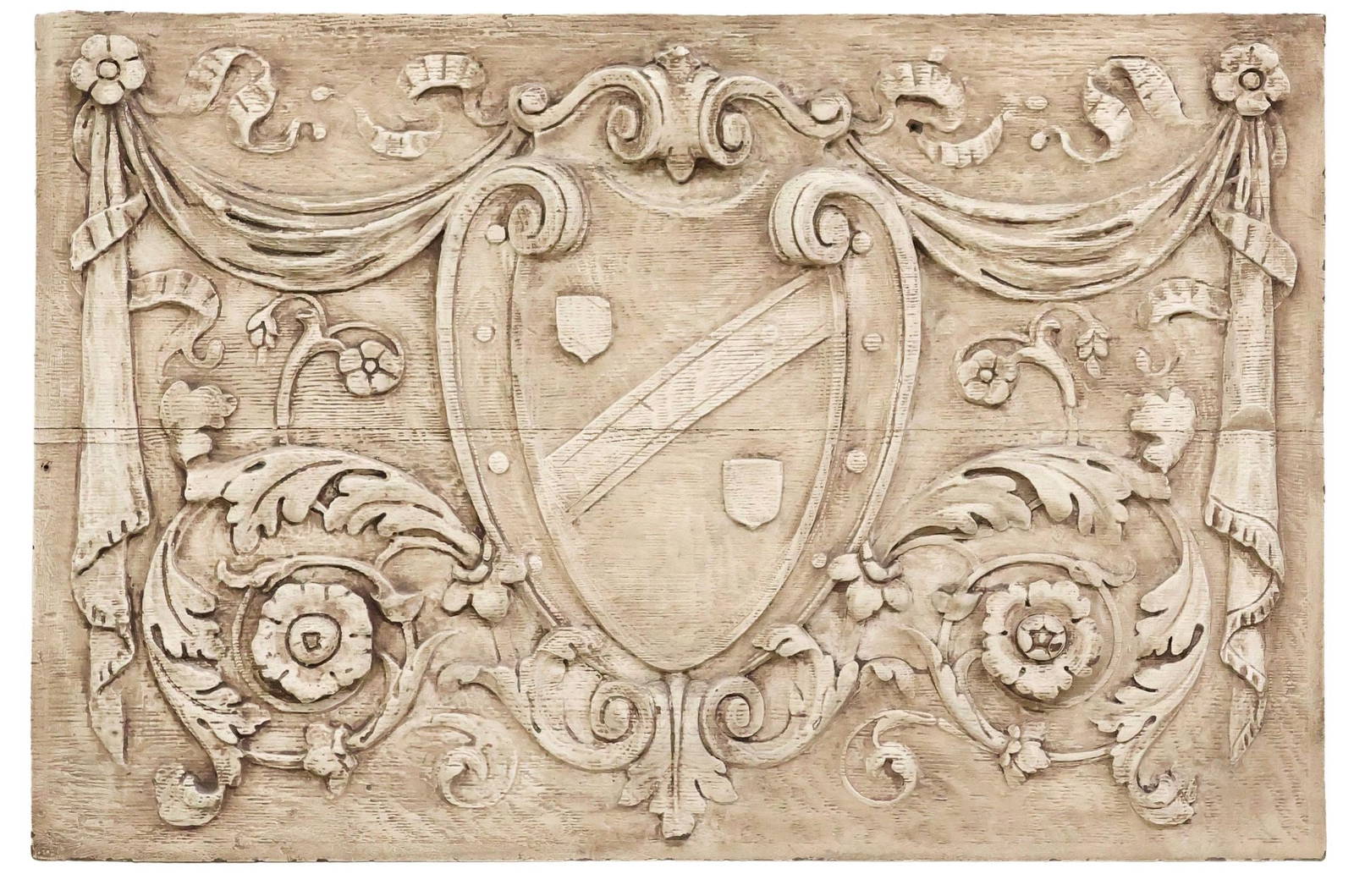 Architectural Armorial Relief Overdoor Panel, 24" X 36.5" Auction