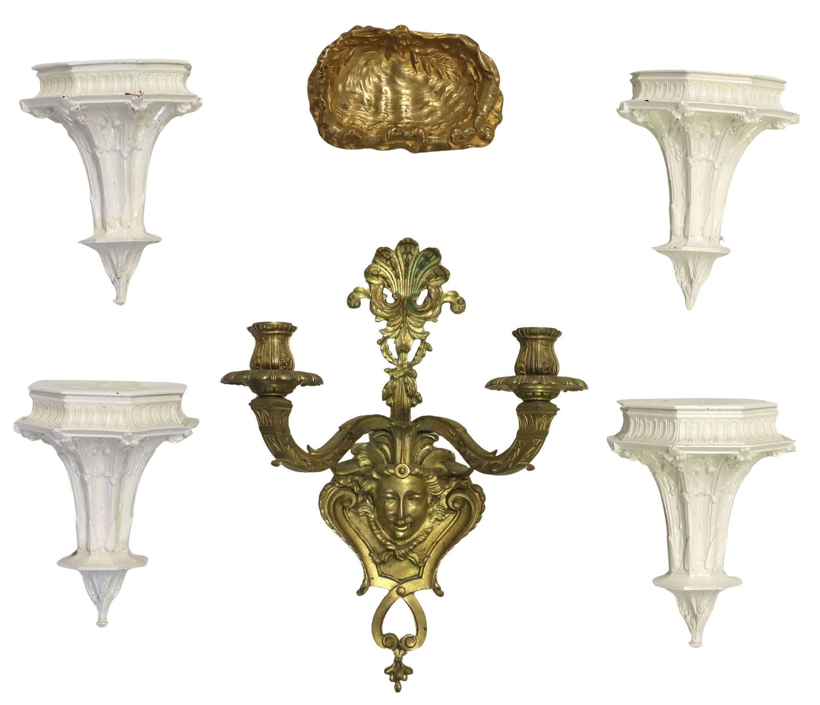 (6) Collection Of Architectural Elements, Wall Brackets, Sconce ...