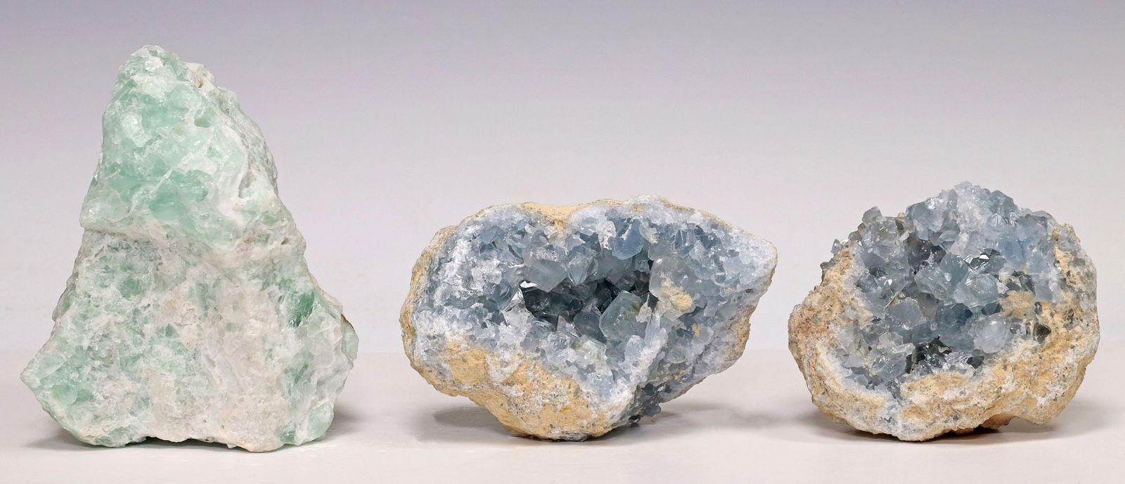 (3) Geological Crystal Specimens, Celestite Geodes & Fluorite Cluster ...