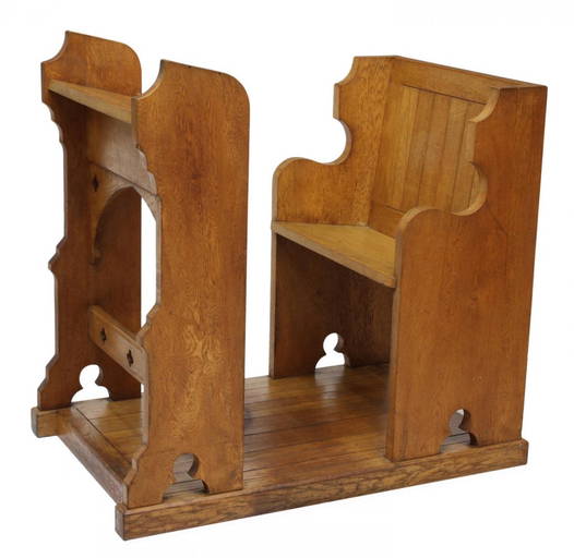 English Oak Single Church Pew & Book Stand, 1930's