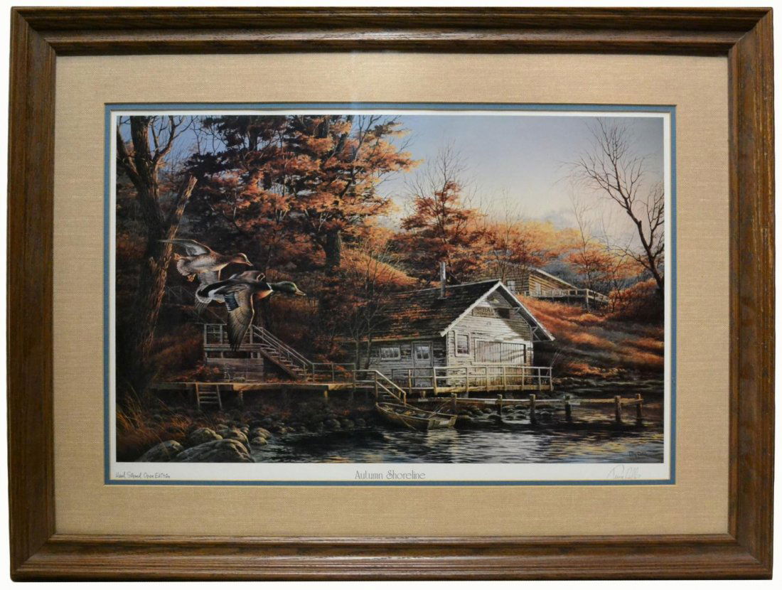 FRAMED COLOR PRINT, AUTUMN SHORELINE, TERRY REDLIN