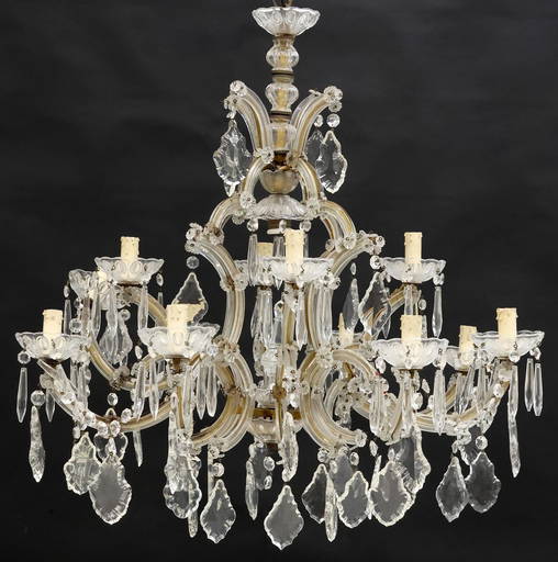 Italian Maria Teresa Style 13 Lt Glass Clad Chandelier
