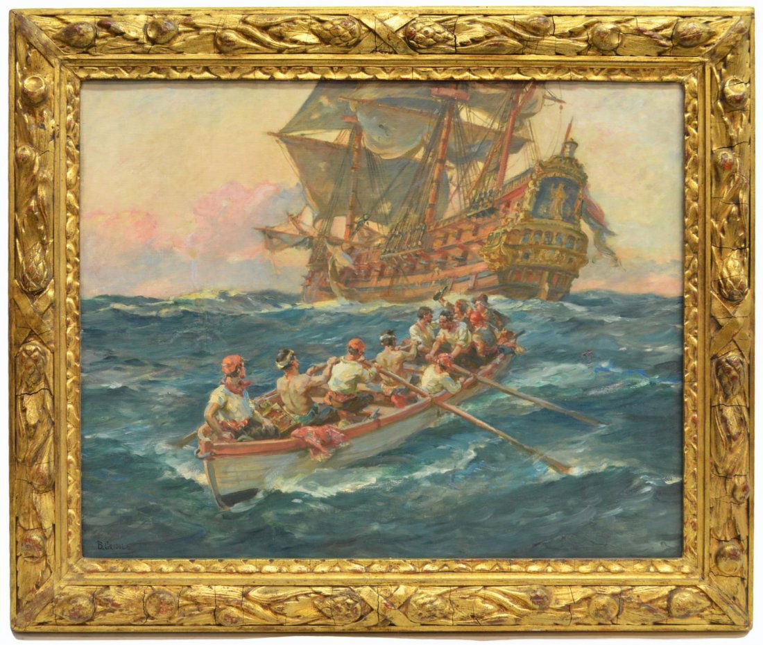 PAINTING, BERNARD FINEGAN GRIBBLE, SHIP & OCEAN